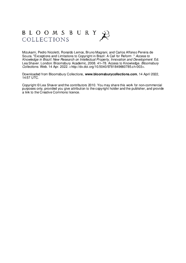(PDF) Exceptions and Limitations to Copyright in Brazil