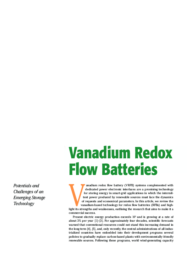 (PDF) Vanadium Redox Flow Batteries: Potentials and Challenges of an ...