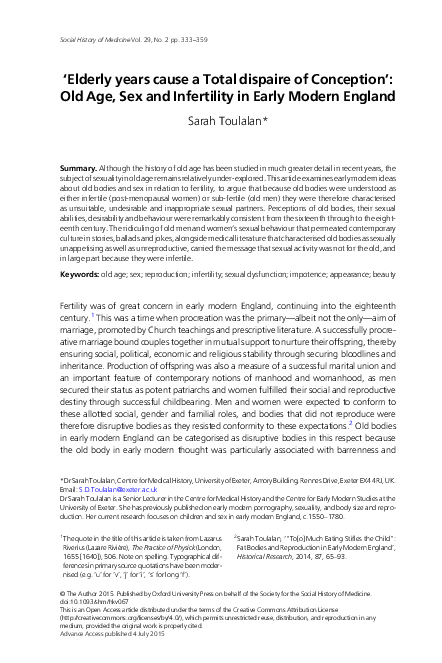(PDF) ‘Elderly years cause a Total dispaire of Conception’: Old Age ...