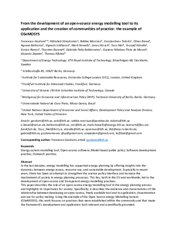 (PDF) From the development of an open-source energy modelling tool to its application and the ...