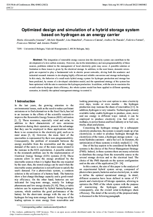 (PDF) Optimized design and simulation of a hybrid storage system based on hydrogen as an energy ...