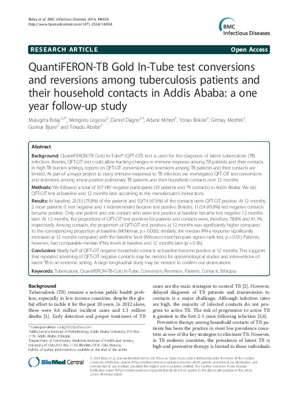(PDF) QuantiFERON-TB gold in-tube test conversions and reversions among ...
