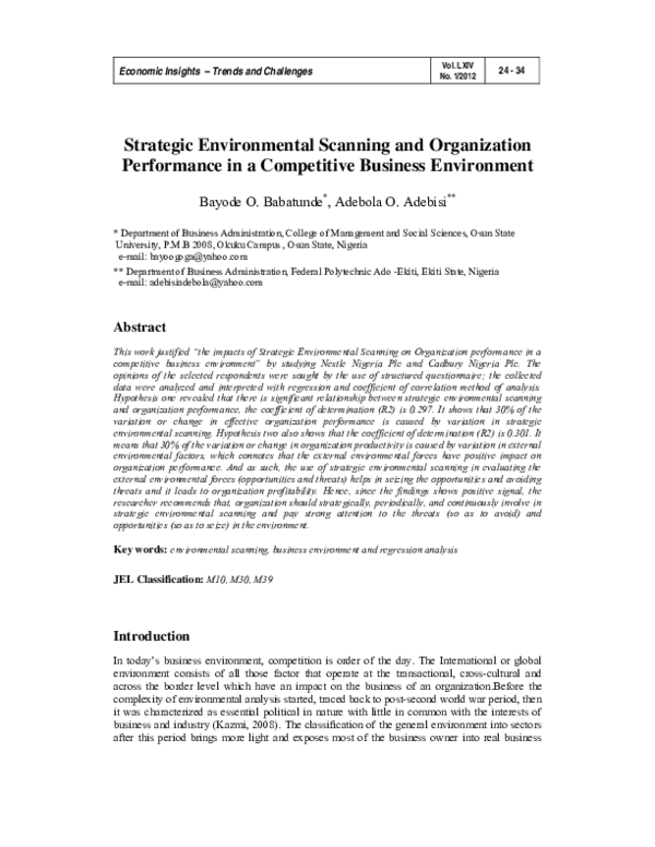 (PDF) Economic Insights -Trends and Challenges Strategic Environmental ...