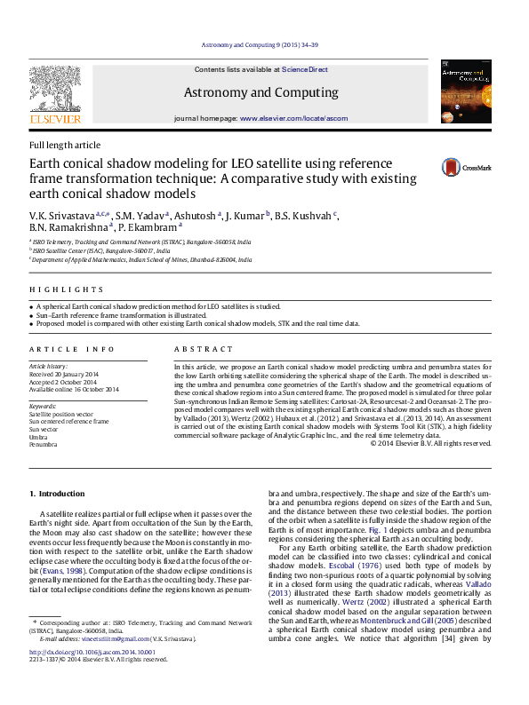 (PDF) Earth conical shadow modeling for LEO satellite using reference ...