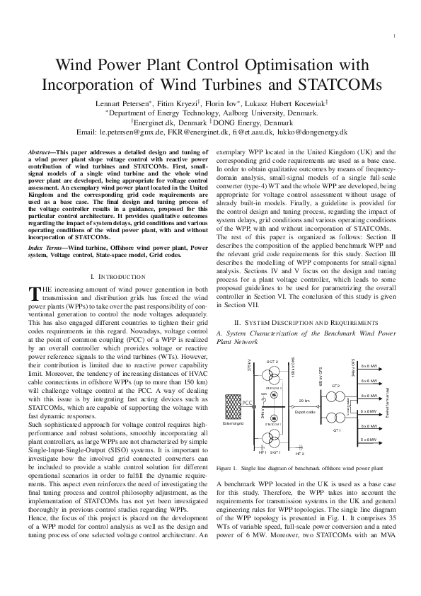 (PDF) Wind Power Plant Control Optimisation with Incorporation of Wind ...