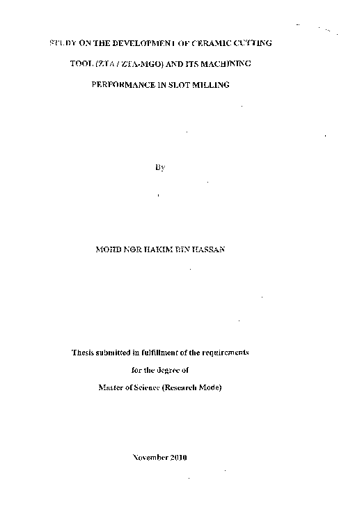 (PDF) Study on the development of ceramic cutting tool (ZTA / ZTA-MGO ...