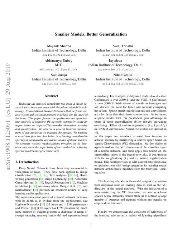 (PDF) Smaller Models, Better Generalization