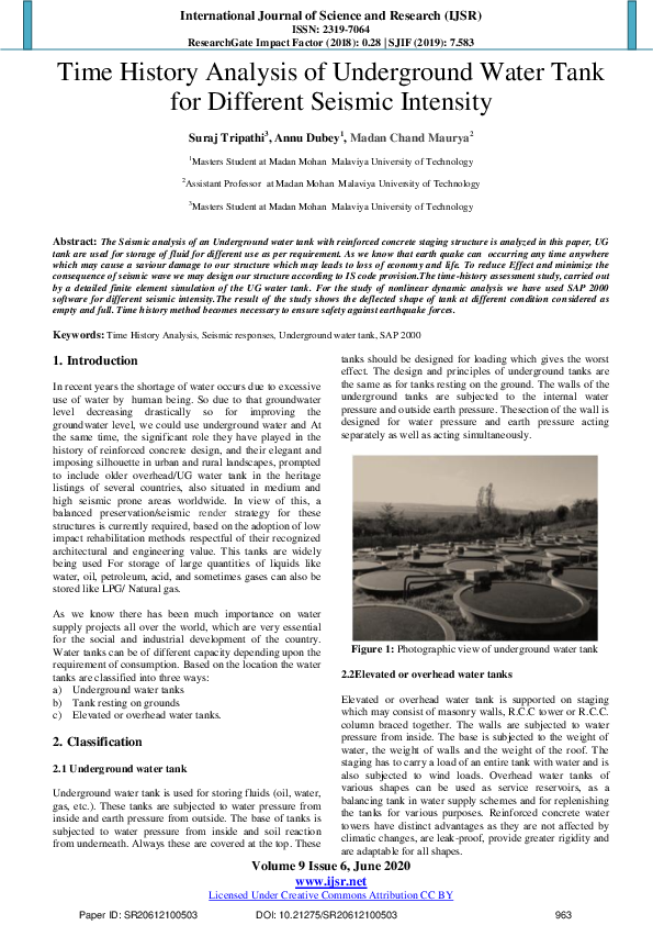(PDF) Time History Analysis of Underground Water Tank for Different ...