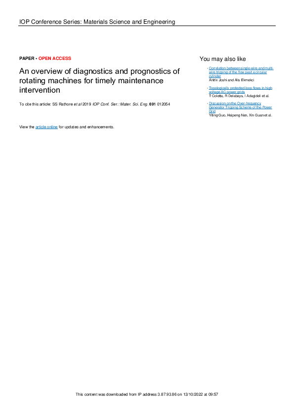 (PDF) An overview of diagnostics and prognostics of rotating machines for timely maintenance ...