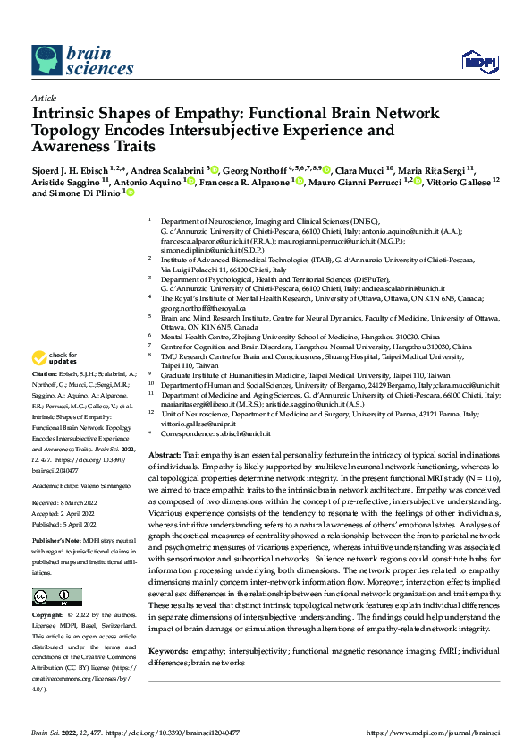 (PDF) Intrinsic shapes of empathy: functional brain network topology ...