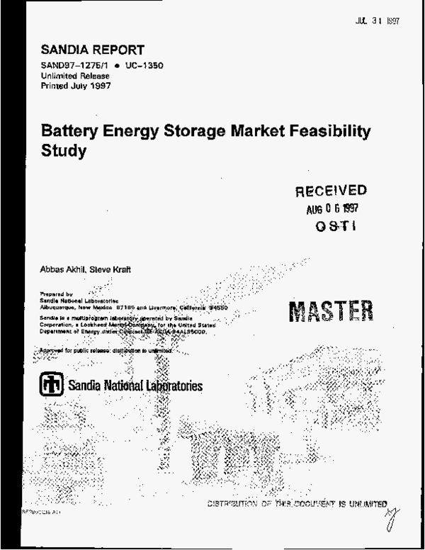 (PDF) Battery energy storage market feasibility study