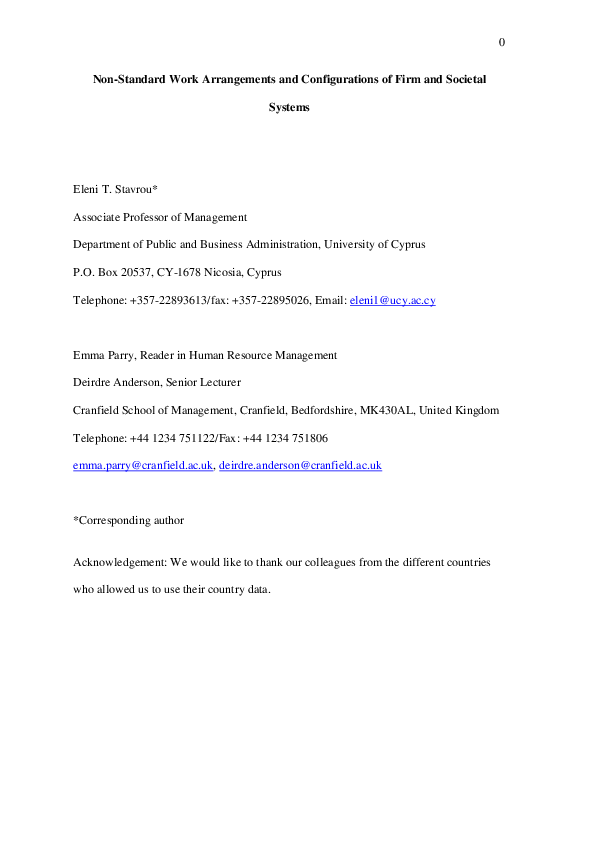 (PDF) Nonstandard work arrangements and configurations of firm and ...