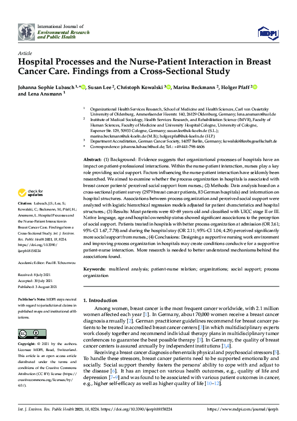 (PDF) Hospital Processes and the Nurse-Patient Interaction in Breast Cancer Care. Findings from ...