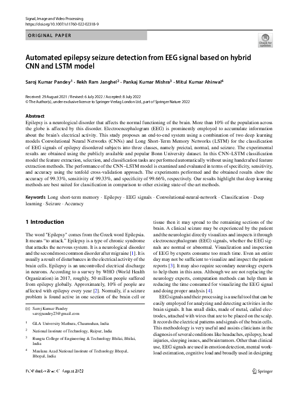 Pdf Automated Epilepsy Seizure Detection From Eeg Signal Based On