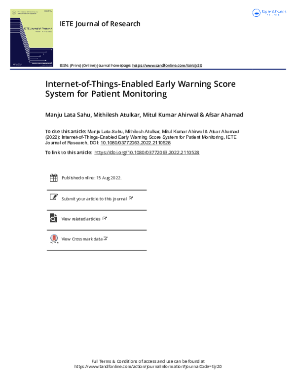 (PDF) Internet-of-Things-Enabled Early Warning Score System for Patient ...