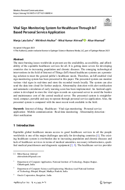 (PDF) Vital Sign Monitoring System for Healthcare Through IoT Based ...