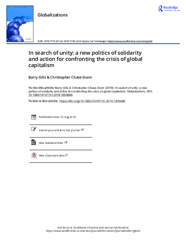 (PDF) In search of unity: a new politics of solidarity and action for ...