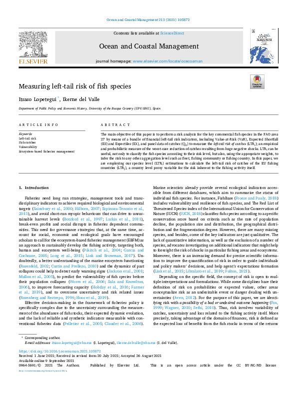 (PDF) Measuring left-tail risk of fish species