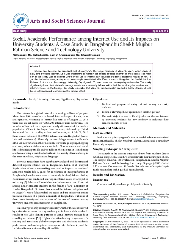 (PDF) Social, Academic Performance among Internet Use and Its Impacts ...