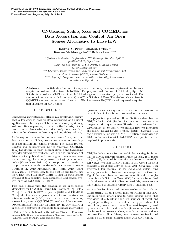 (PDF) GNURadio, Scilab, Xcos and COMEDI for Data Acquisition and Control: An Open Source ...