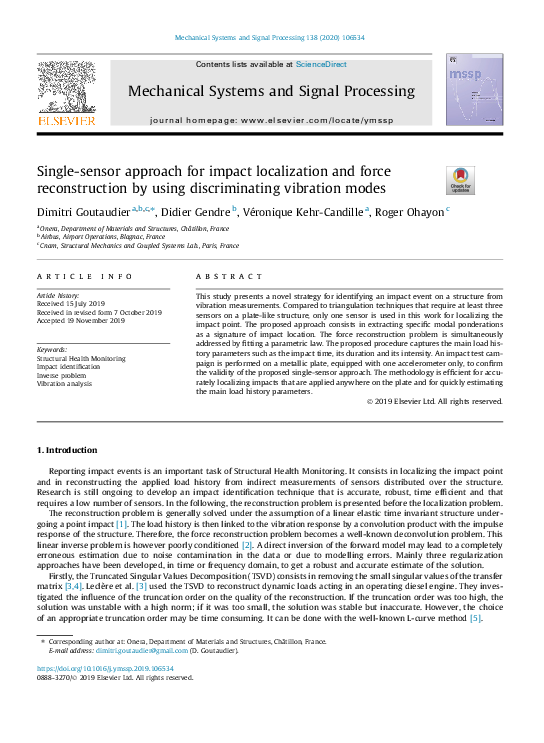 (PDF) Single-sensor approach for impact localization and force reconstruction by using ...