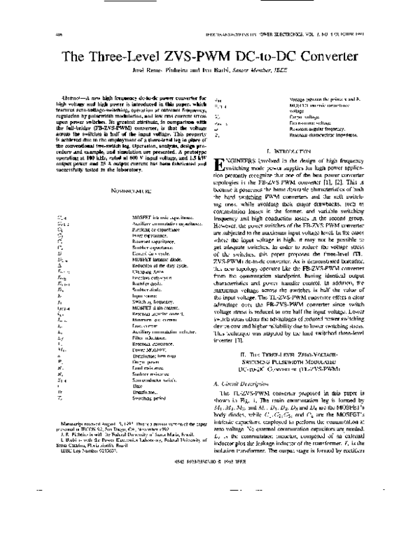 (PDF) The three-level ZVS-PWM DC-to-DC converter