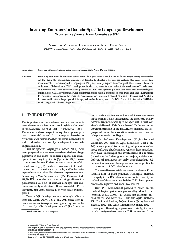 (PDF) Involving End-users in Domain-Specific Languages Development - Experiences from a ...