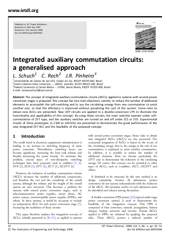 Pdf Integrated Auxiliary Commutation Circuits A Generalised Approach José Renes Pinheiro