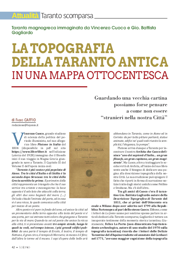 (PDF) LA TOPOGRAFIA DELLA TARANTO ANTICA IN UNA MAPPA OTTOCENTESCA