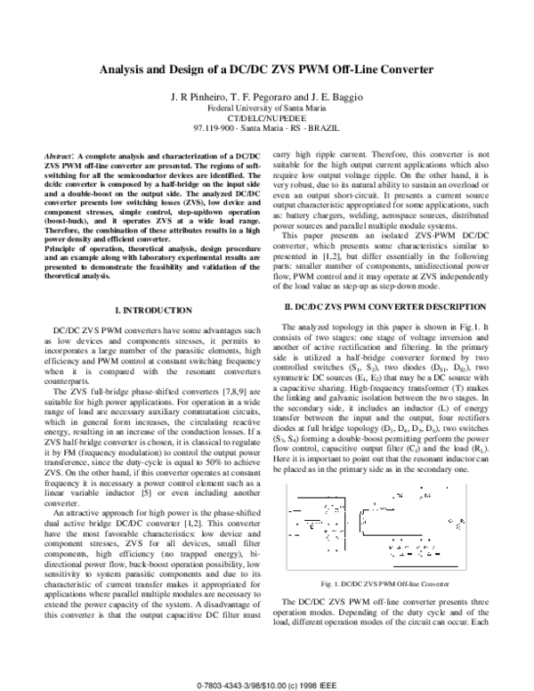 (PDF) Analysis and design of a DC/DC ZVS PWM off-line converter