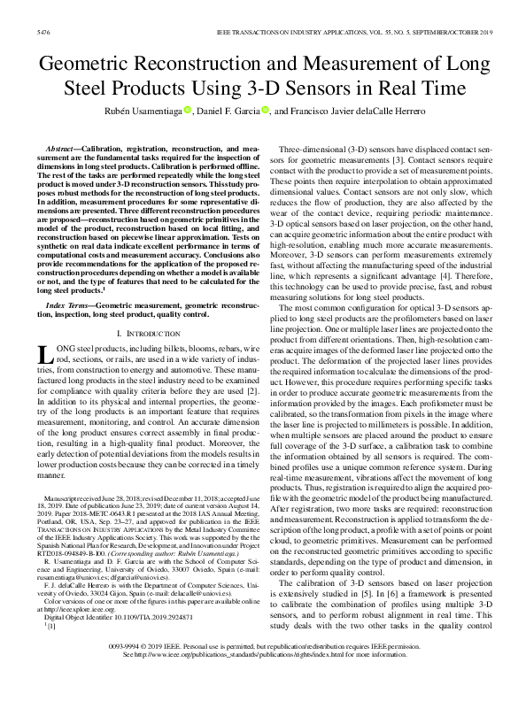 (PDF) Geometric Reconstruction and Measurement of Long Steel Products ...