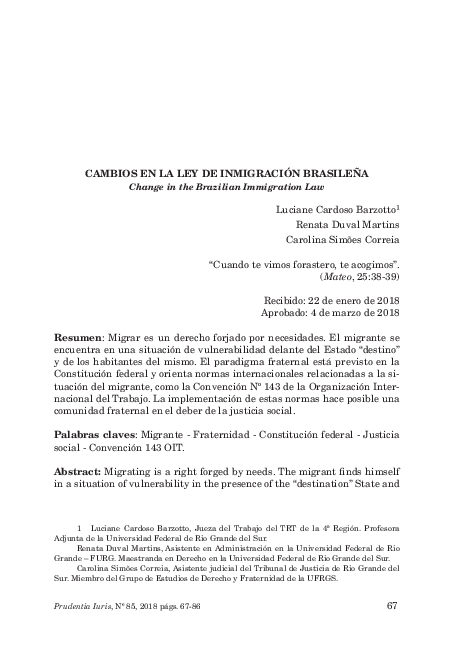 (PDF) Change in the Brazilian immigration law