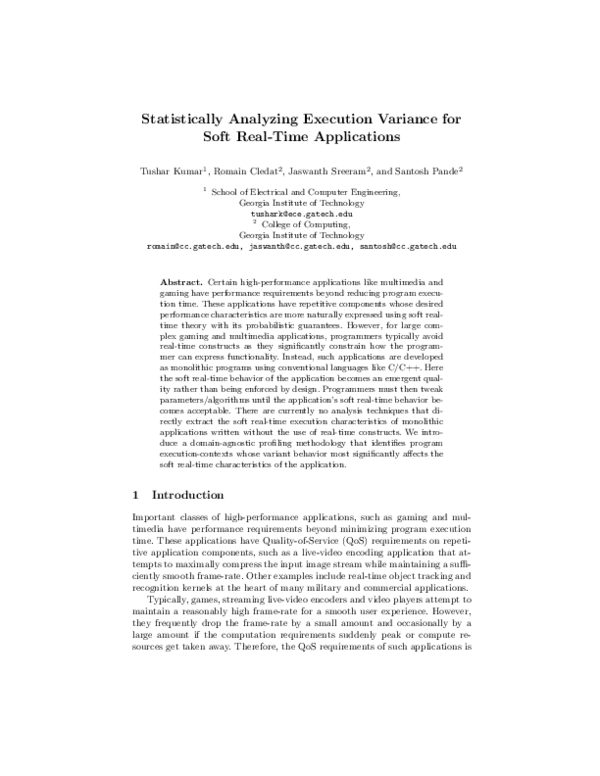 Pdf Statistically Analyzing Execution Variance For Soft Real Time