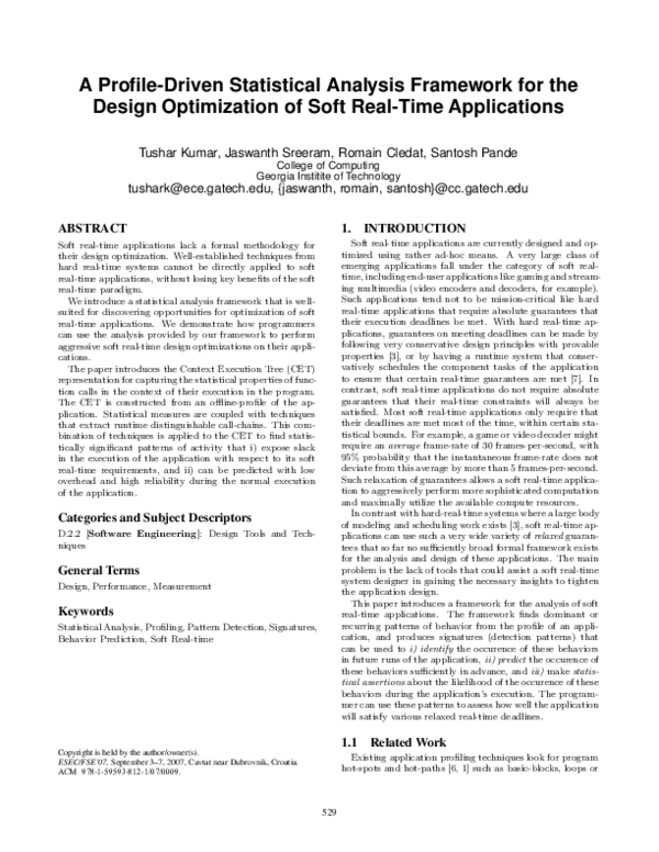(PDF) A profile-driven statistical analysis framework for the design optimization of soft real ...