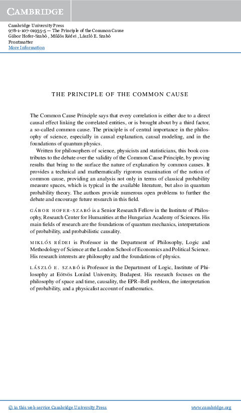 (PDF) The Principle of the Common Cause