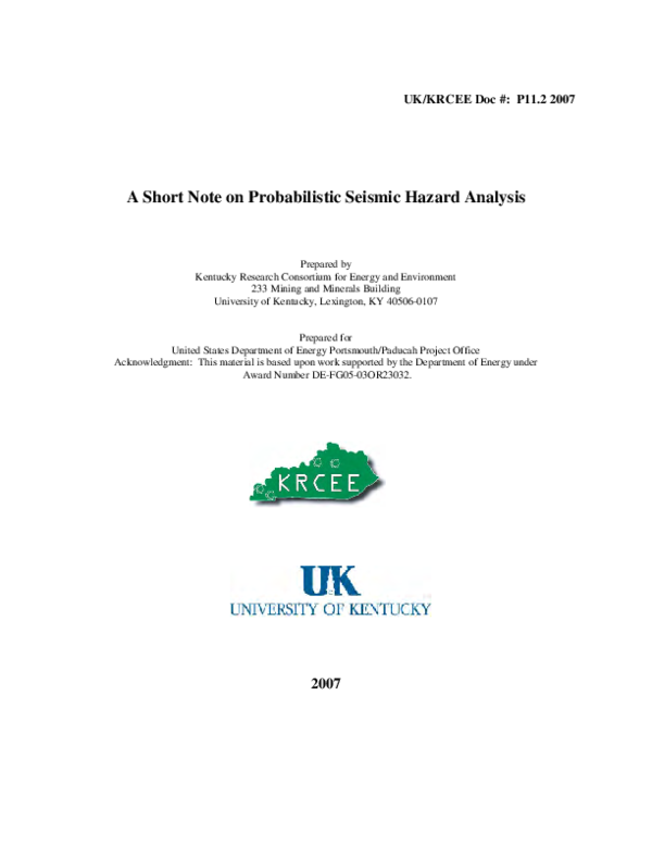 (PDF) A Short Note on Probabilistic Seismic Hazard Analysis (PDF) A Short Note on Probabilistic Seismic Hazard Analysis
