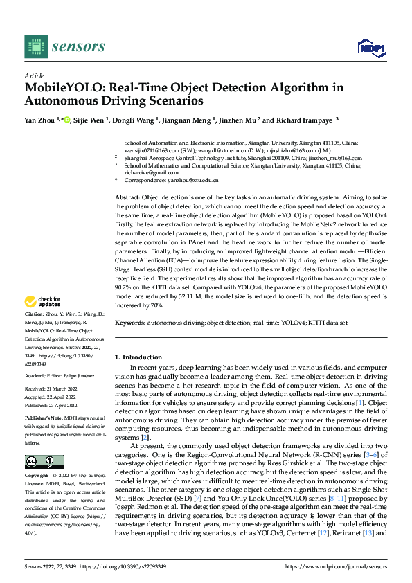 (PDF) MobileYOLO: Real-Time Object Detection Algorithm in Autonomous Driving Scenarios