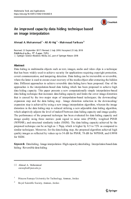 (PDF) An improved capacity data hiding technique based on image interpolation
