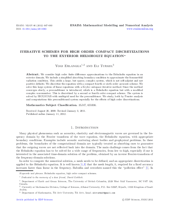 (PDF) Iterative schemes for high order compact discretizations to the ...