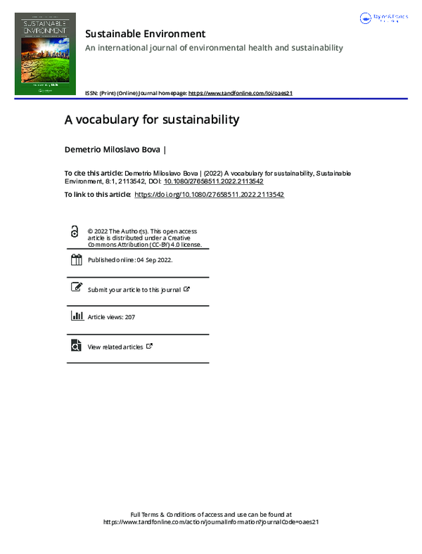 (PDF) A vocabulary for sustainability