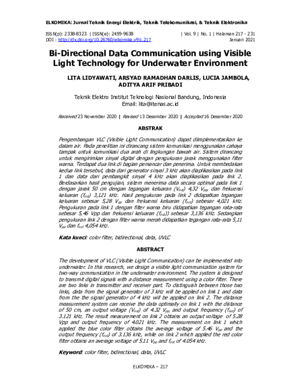 (PDF) Bi-Directional Data Communication using Visible Light Technology ...
