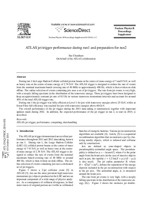 (PDF) ATLAS jet trigger performance during run1 and preparation for run2