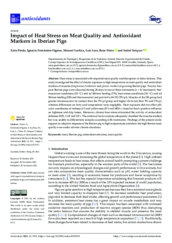 (PDF) Impact of Heat Stress on Meat Quality and Antioxidant Markers in ...
