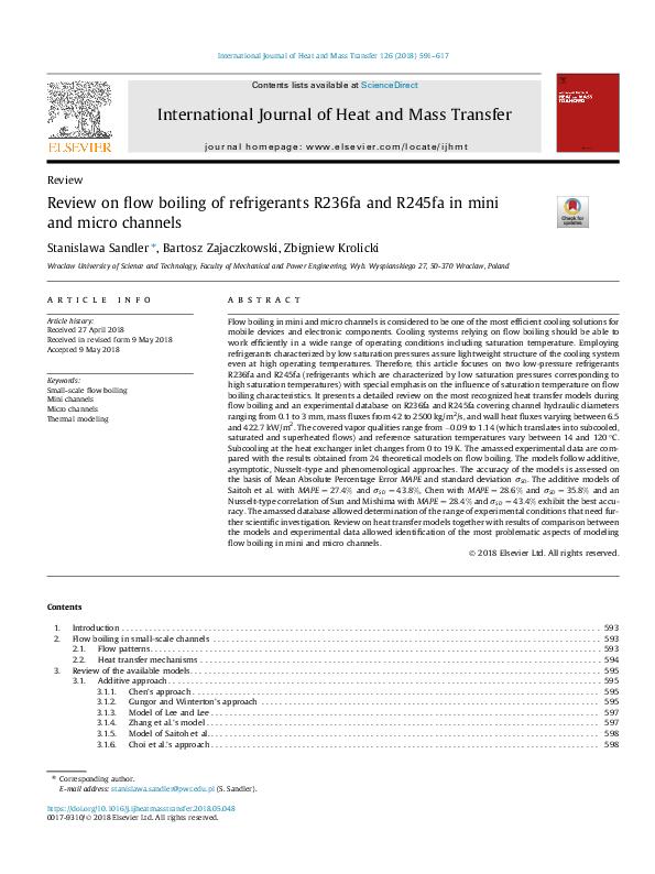(PDF) Review on flow boiling of refrigerants R236fa and R245fa in mini ...