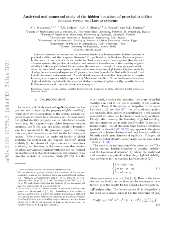 (PDF) Analytical and numerical study of the hidden boundary of practical stability: complex ...
