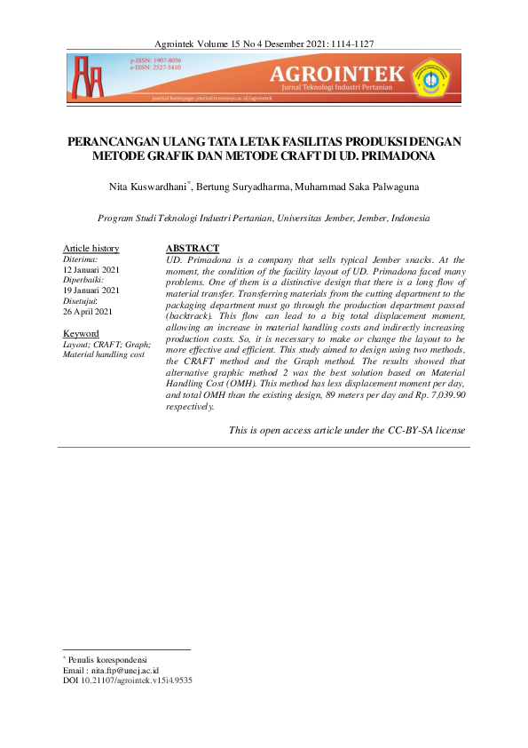 (PDF) Perancangan Ulang Tata Letak Fasilitas Produksi Dengan Metode ...
