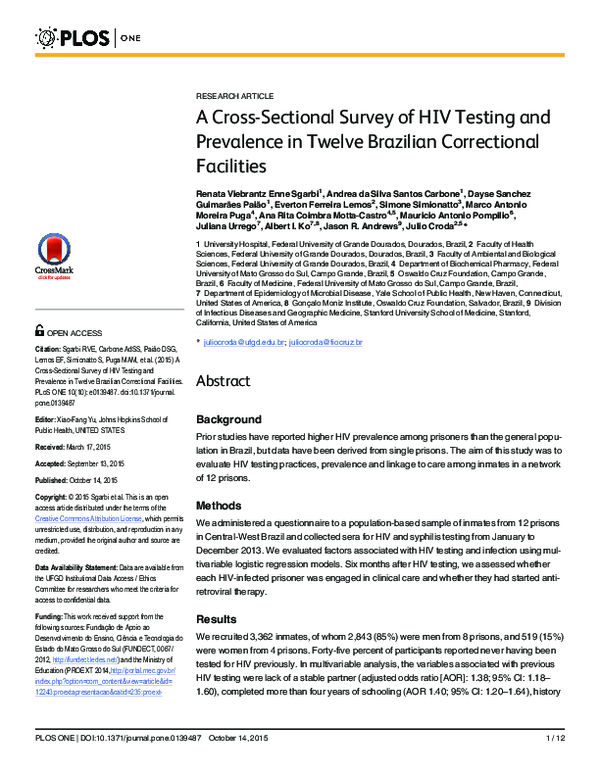 (PDF) A Cross-Sectional Survey of HIV Testing and Prevalence in Twelve ...