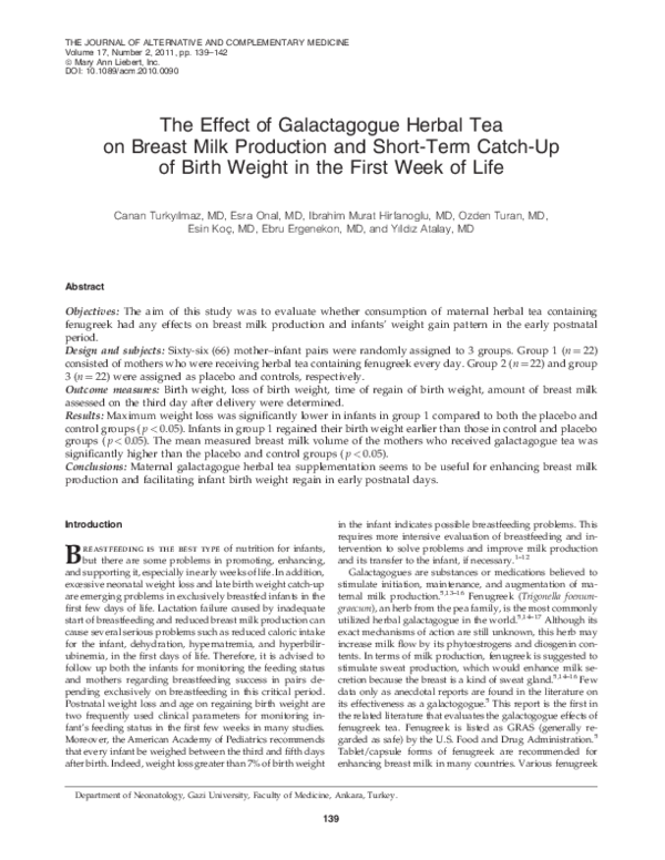 (PDF) The Effect of Galactagogue Herbal Tea on Breast Milk Production ...
