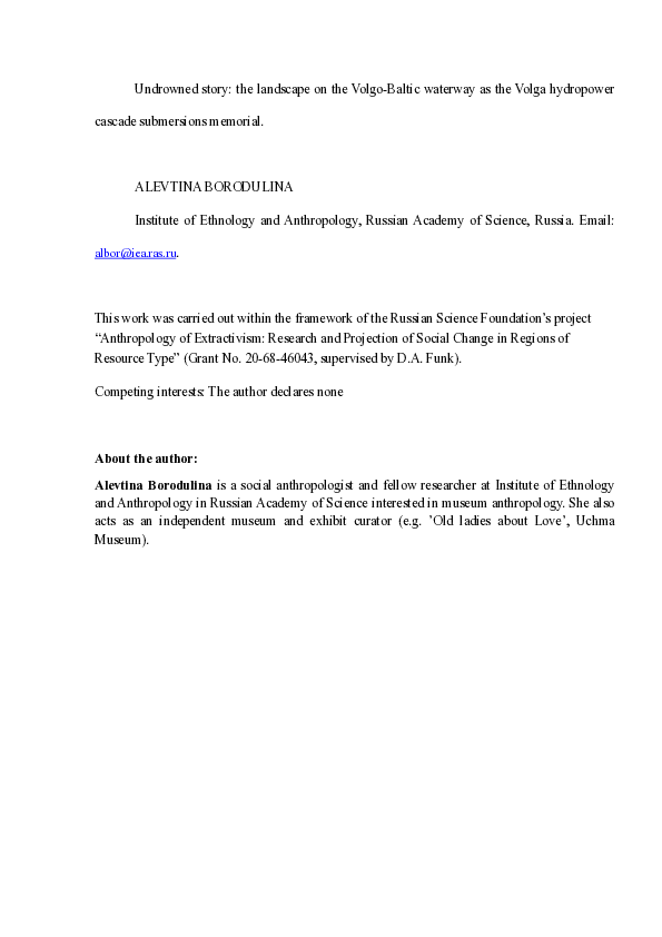 (PDF) Undrowned Story: The Landscape on the Volgo–Baltic Waterway as ...