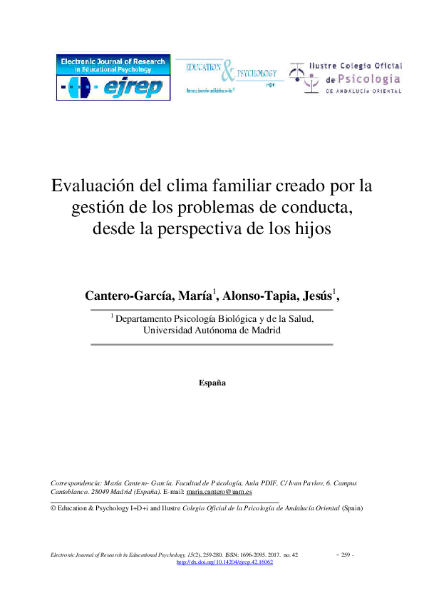 (PDF) Evaluation of the family climate created by the management of ...